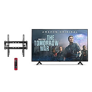 Amazon Fire TV 55" 4-Series 4K UHD smart TV bundle with Universal Tilting Wall Mount and Red Remote Cover