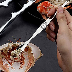 Artcome 21 Piece Seafood Tools Set - 6 Crab Crackers, 6 Lobster Shellers, 6 Wide Crab Forks, 2 Seafood Scissors and 1 Storage Bag