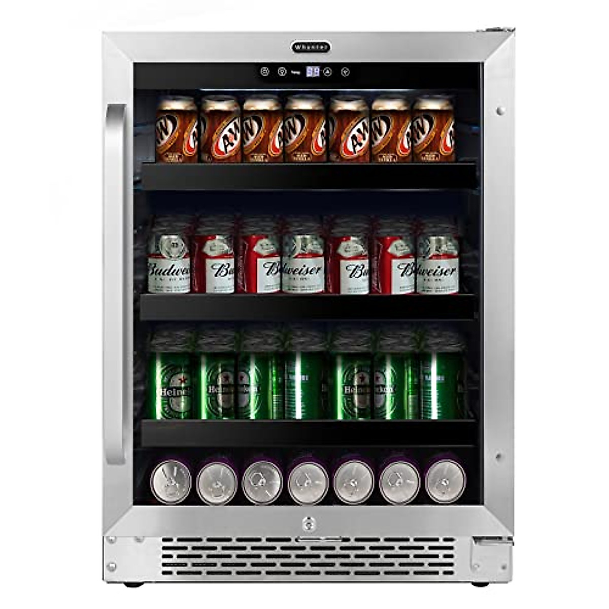 Whynter BBR-148SB Built-in 180 Can Undercounter Beverage Refrigerator with Reversible Door, Digital Control and Lock, 24-inch, Stainless Steel, 5 Cubic