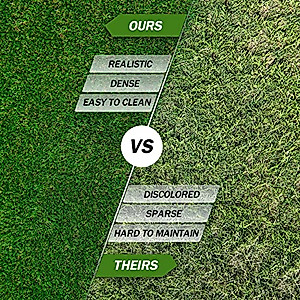 TERRADISE Artificial Grass Rug, 5'x8' Fake Grass for Outdoor Garden Balcony Patio Decor, Turf Grass Mat with Thick Green Realistic Grass for Dog Training, Artificial Turf with 1.2" Pile Drainage Holes