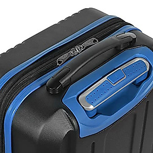 Olympia USA Apache II 22 Inch Expandable Rolling Carry On Lightweight Hardside Double 4 Wheel Spinner Luggage Suitcase with Locking System and Hidden Laptop Compartment, Black/Blue