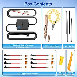 Dash Cam Hardwire Kit, G Sensor Smart Parking Mode Cable Mini USB Hard Wire Kit Fuse for Dashcam, Plozoe 12V-24V to 5V/2A Car Dash Camera Charger Power Cord（13ft）