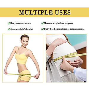 TTKLYN Tape Measure, Soft Tape Measure for Sewing Tailor Cloth Ruler, 120 Inches/300cm(Yellow) and 60 Inches/150cm(White) 2 Pack