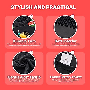 JOYIN Womens LED Light Up String Light Ugly Christmas Sweater Built-in Light Bulbs (X-Large, Black)