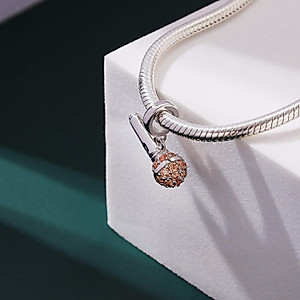 I Love Music Microphone Voice Charms 925 Sterling Silver Champagne Crystal Pendants fit Pandora Bracelet Necklace (Microphone Voice Charms)