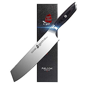 TUO Kiritsuke Chef Knife - 8.5 inch Japanese Kiritsuke Knife - German HC Steel with Pakkawood Handle - FALCON SERIES with Gift Box, Black