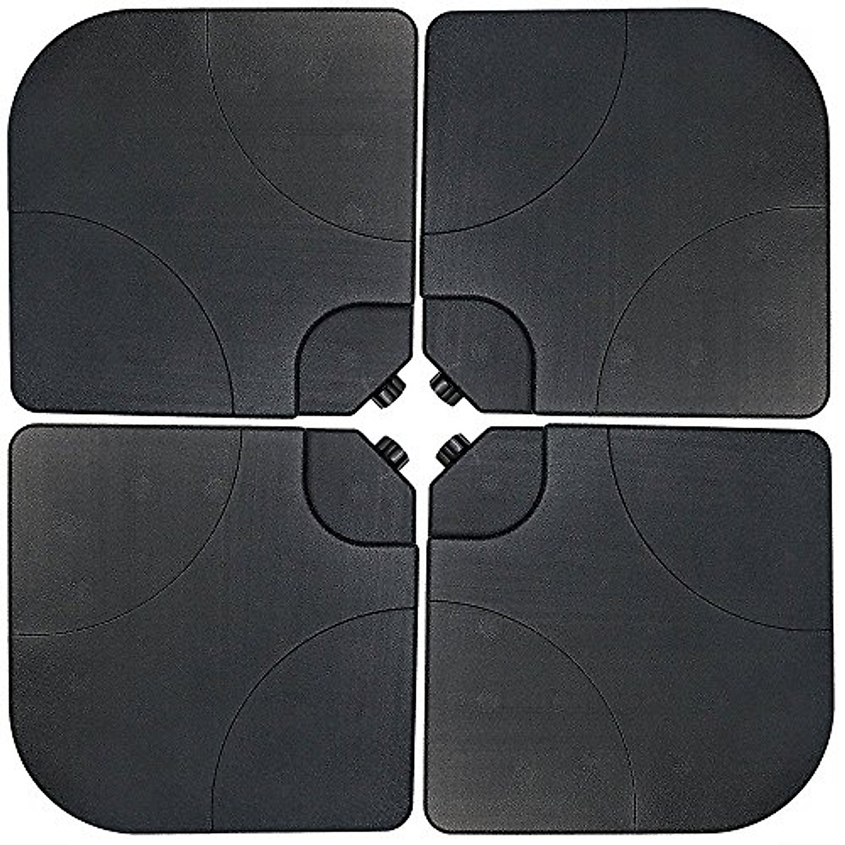 Sunnydaze 10-Foot Offset Cantilever Brown Solar Patio Umbrella with Outdoor LED Lights Crank and Cross Base and Set of 4 Black Heavy-Duty Cantilever Offset Patio Umbrella Base Plates Bundle