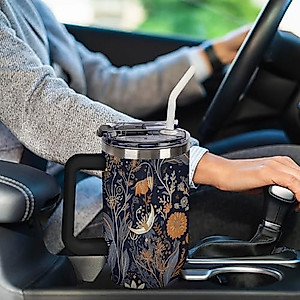 YTLKGFP 40 Oz Large Capacity Car Cup Decorated with Stars Tumbler with Handle (Black) Straw Lid Insulated Stainless Steel Water Bottle Travel Mug Leak-proof Car Cup Keeps Cold Or Hot