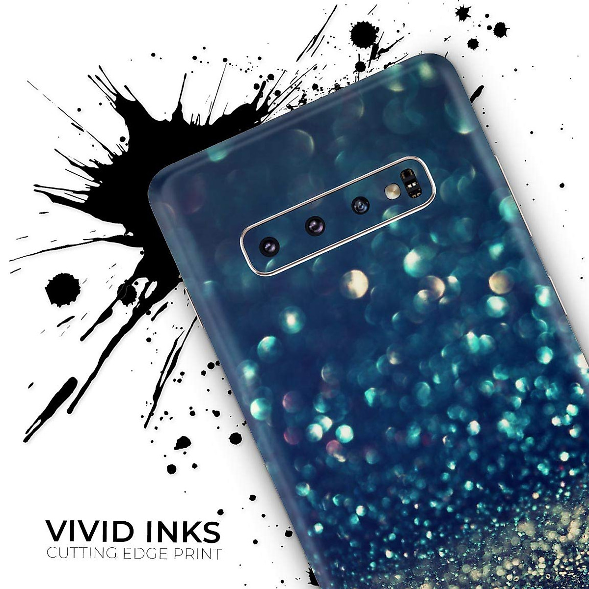 DesignSkinz Navy and Gold Unfocused Sparkles of Light Protective Vinyl Decal Wrap Skin Cover Compatible with The Samsung Galaxy S20 (Screen Trim & Back Glass Skin)