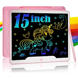 Toddler Toys for 3 4 5 6 7 Year Old Boys Girls Gifts, ScriMemo LCD Writing Tablet 15 Inch Kids Toys Doodle Pad, Reusable Drawing Board for Kids 3 4 5 6 7 8 9 Year Old Boy Girl Birthday Gifts (Pink)
