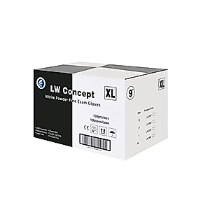 LW Concept Disposable Nitrile Gloves, Chemical Resistant, Powder-Free, Latex-Free, Non-Sterile, Food Safe, 5 Mil, Black, 1000-Count (X-Large)