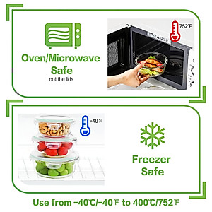 AISOON 18-Piece Glass Food Storage Containers with Lids, Meal Prep Containers,Leak Proof, Dishwasher Safe Glass Food,Oven/Microwave/Freezer Safe((9 Lids & 9 Containers)