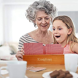 Exqline Wood Playing Card Holders Tray Racks Organizer Set of 2 for Kids Seniors Adults - 9.84In 3.1Inch Latest Version Portable Enough for Bridge Canasta UNO Card Playing