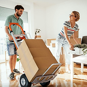 Oarlike 4-in-1 Aluminum Hand Truck, 800 lbs Capacity Heavy Duty Dolly Cart with 10" Rubber Wheels, Industrial Folding Dolly for Moving, Transport in Warehouse, Supermarket, Garden, Home