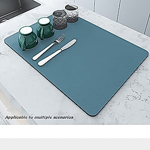 VICUTVID Microfiber Dish Drying Mat for Kitchen Counter Absorbent Dish Draining Mat Extra Large(16'' x 24'' Blue)