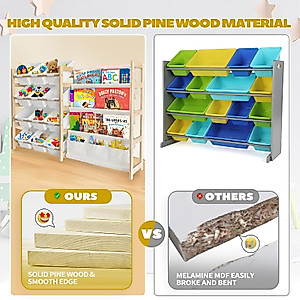 EXPERLAM Toy Storage Organizer with Bookshelf - 12 Storage Bins 4-Tier Multipurpose Shelf to Organize Toys and Books for Kids Room, Playroom, Nursery Room, White