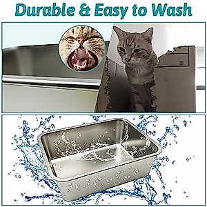 Hamiledyi Stainless Steel Cat Litter Box 3PCS, 17.7" X 13.8" X 5.9" Pet Metal Litter Box, Easy to Clean, No Odor Small Pet Toilet for Cat Kitties Rabbits Hedgehog (3PCS, 17.7" X 13.8" X 5.9")