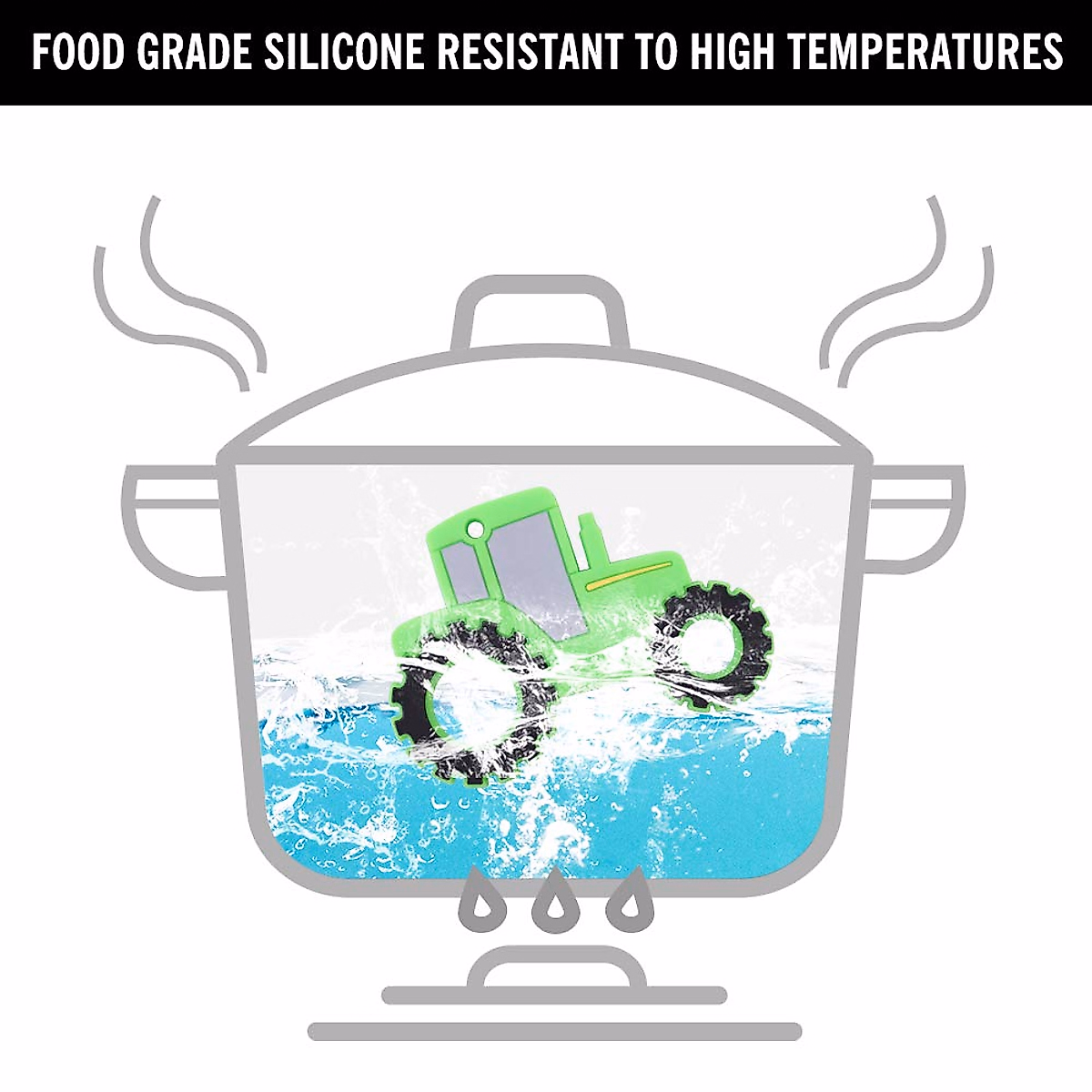 Baby Tractor Car Silicone Teether,Sensory Chew Toys,BPA Free Soft and Effective Infant Teething Pain Relief Toys,Freezer Safe,Food Grade Silicone,Best Shower Gift for Boys and Girls (Green)