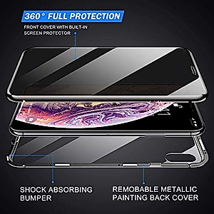 Privacy Magnetic Case for iPhone 11, Anti Peep Magnetic Adsorption Privacy Screen Protector Double Sided Tempered Glass Metal Bumper Frame Anti-Peeping Phone Case Anti-Spy Cover for iPhone 11