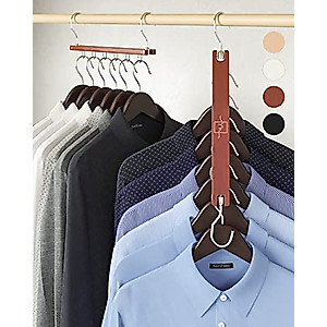 MORALVE Space Saving Hangers for Closet Organizer - 4 Pack Wood Shirt Organizer for Closet Space Saver Hangers for Clothes - Closet Clothes Hanger Organizer Stacker Space Saving Collapsible Hangers