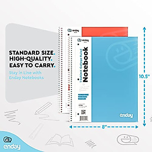 Enday College Ruled Notebook, 1 Subject Notebook College Ruled, Hardcover Spiral Bound Notebooks for School and College, 70 Sheets lined Notebook (6 Pack)