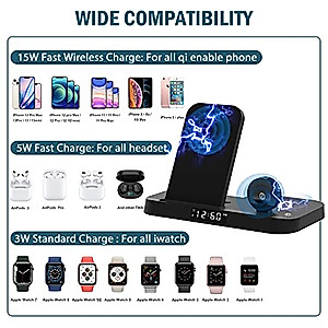 Wireless Charging Station, SLITINTO 3 in 1 Wireless Charger Stand for iPhone 14/13/12 Pro Max/XR/XS, Wireless Charging Dock Pad for Apple Watch 8/7/6/5/4/3/2/SE, AirPods 3/2/Pro