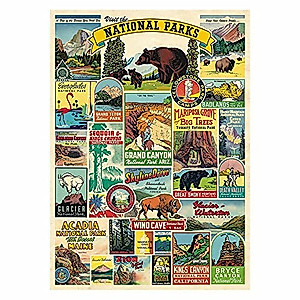 Cavallini Decorative Wrap Poster, National Parks, 20 x 28 inch Italian Archival Paper (WRAP/NP)