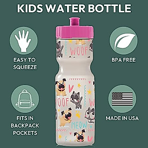 50 Strong Kids Water Bottle | 22 oz. BPA- Free Sports Squeeze Water Bottles with Pull Top Cap |Perfect Water Bottle for School | Reusable & Durable for Boys & Girls | Made in USA