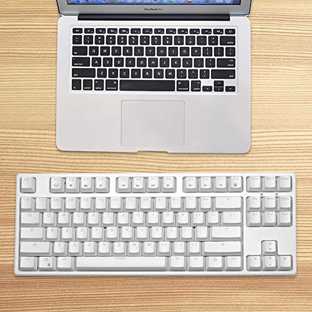 VELOCIFIRE Wireless Mechanical Keyboard, TKL02WS TKL 87 Key Ergonomic Linear Red Switches Mechanical Gaming Keyboard with White LED Backlit for Copywriters, Typists, and Programmers(White)