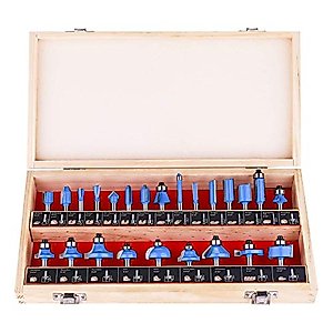 KOWOOD Router Bits Sets of 24A Pieces 1/4 Inch Shank Router Bit Set T Shape - for Commercial Users and Beginners…