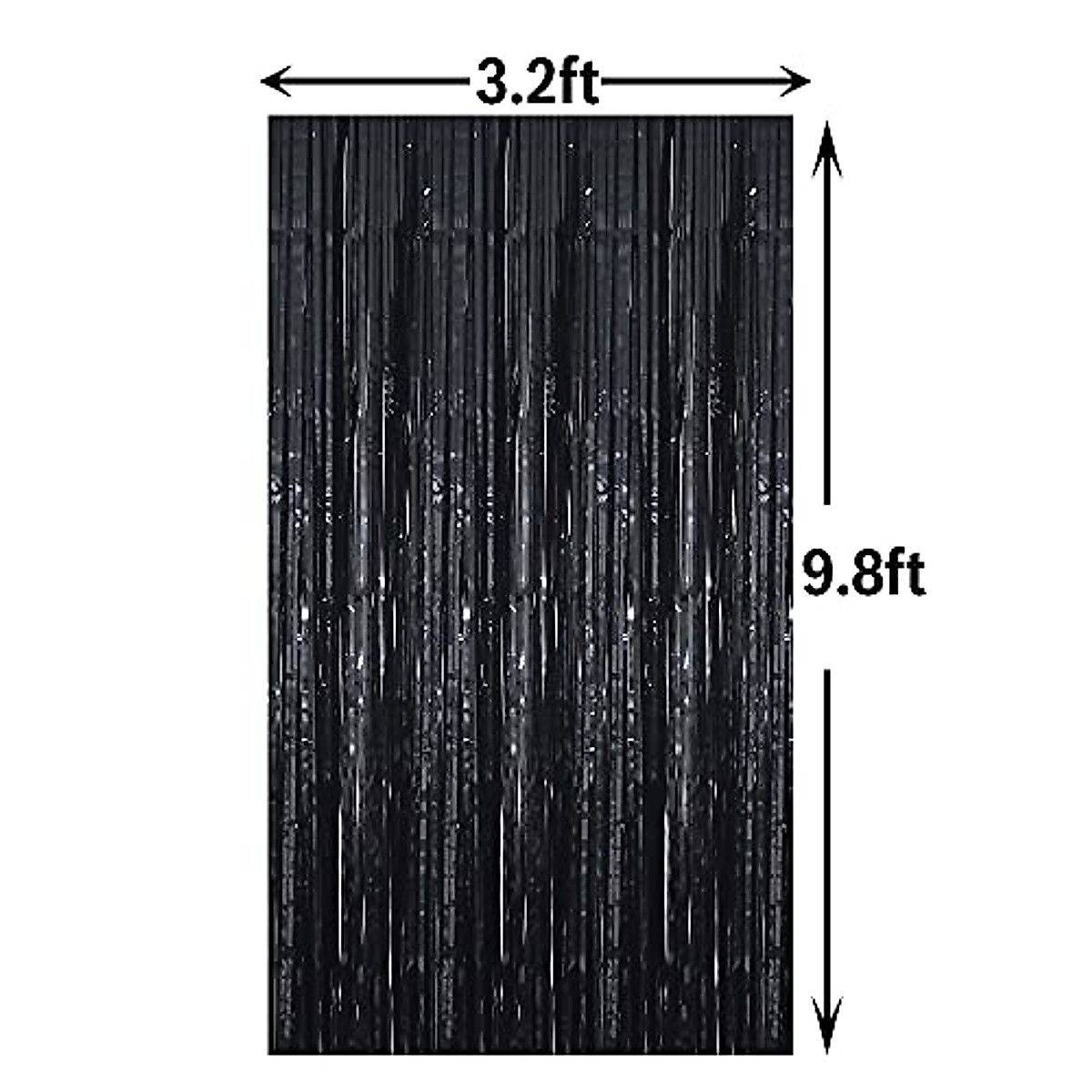 GOER 3.2 ft x 9.8 ft Metallic Tinsel Foil Fringe Curtains Party Photo Backdrop Party Streamers for Halloween,Birthday,Graduation,New Year Eve Decorations Wedding Decor (3 Packs,Black)