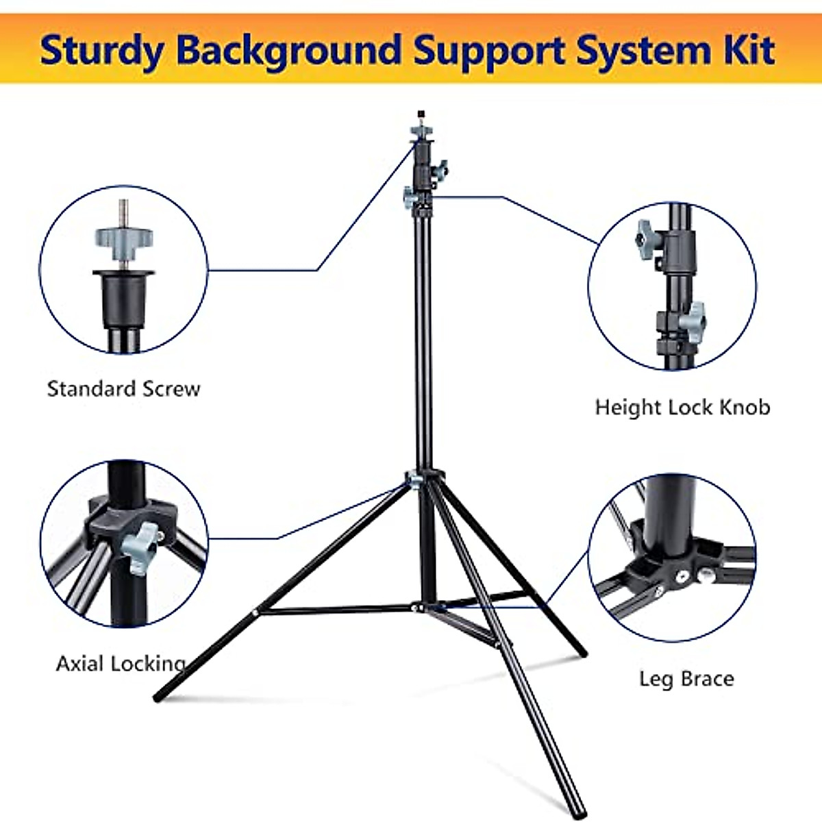 Aureday Backdrop Stand, 8.5x10ft Adjustable Photo Backdrop Stand for Parties, Heavy Duty Background Stand with Travel Bag, 6 Backdrop Clamps, 4 Crossbars, 2 Sandbags for Wedding/Decorations/Photoshoot