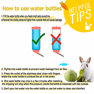 LLSPET 3-in-1 Guinea Pig Hay Feeder Water Bottle Nail Scissors Set, Pets Feeding Kit for Small Animals Bunny Chinchilla Guinea Pig Rabbit, 250ml Rabbit Water Bottle No Drip(Yellow)