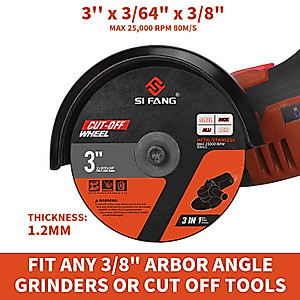 SI FANG 25Pcs 3 inch Cut Off Wheels with 1/4 in Mounting Mandrel Kit for Die Grinder, 3/8" Arbor Cutting Wheel with Pouch for Metal & Stainless Steel Rotary Tool Drill Attachment Cutter Discs