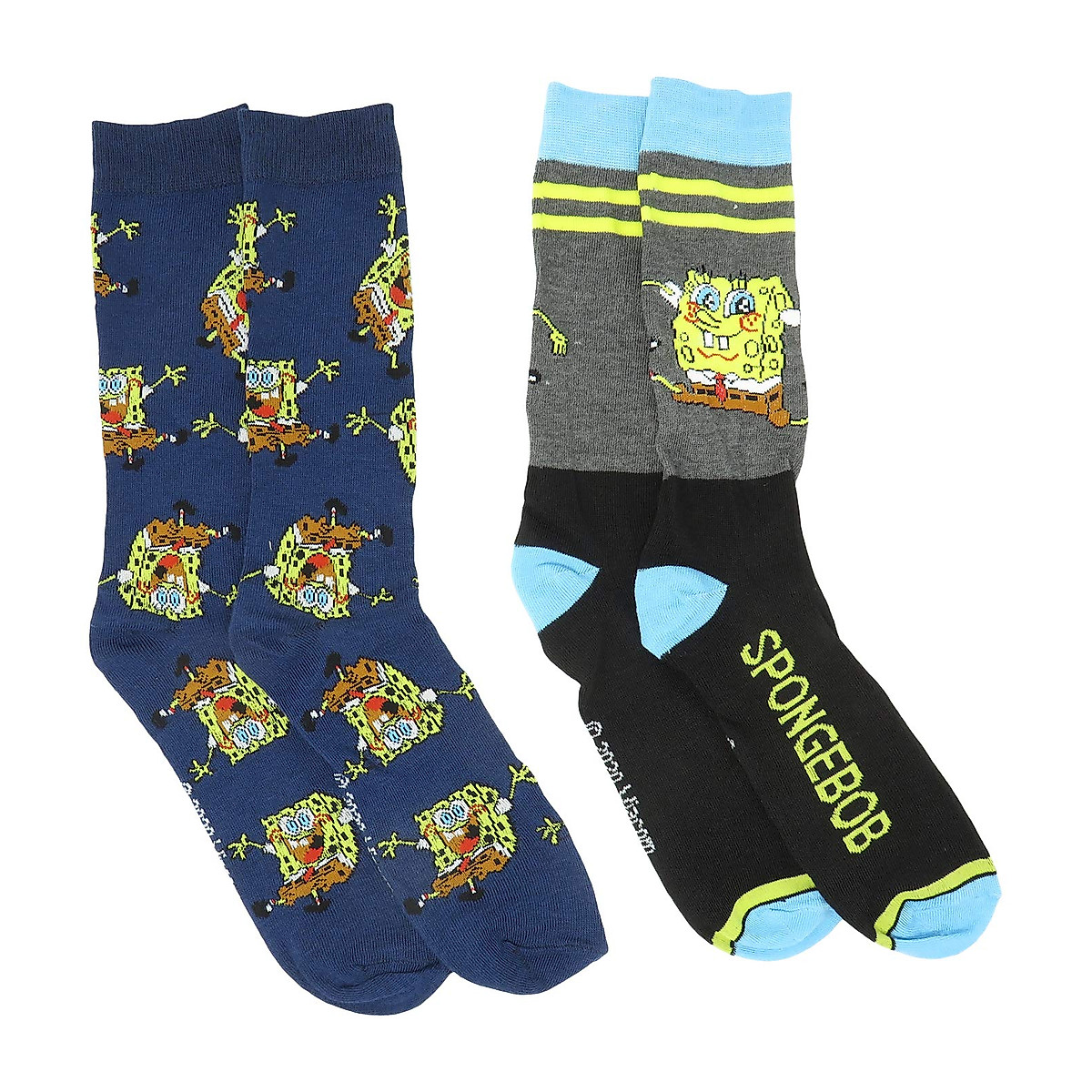 Hyp Spongebob Squarepants Allover Print Men's Crew Socks 2 Pair Pack