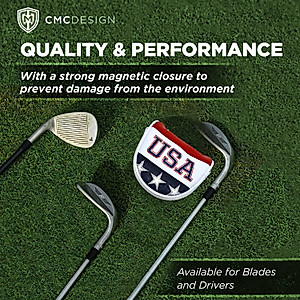 CMC Design Golf Mallet Head Cover - Custom USA Embroidered Golf Driver - Premium Faux Leather, Beautiful Design Elements & Soft Protective Lining – Great Fit for Any Mallet & Golfer