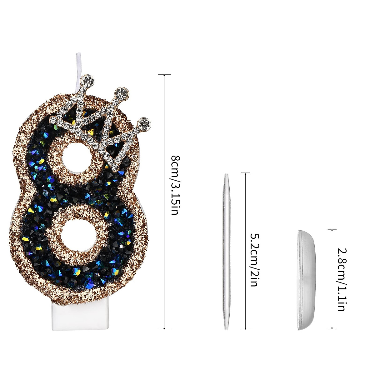 Saododku Birthday Candles for Cake, 0123456789 Number Candles for Birthday Cakes with Sparklers, 3.15" Large Cake Candles for Baby Girl/Boy Birthday, or Wedding Party Decorations (8#)