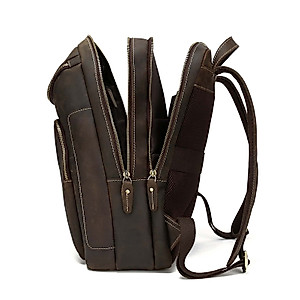 Taertii Vintage Full Grain Genuine Leather Backpack for Men, 16" Laptop School Travel Business Overnight Bag Rucksack Daypack 22L