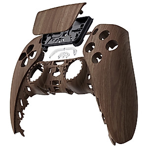 eXtremeRate Wood Grain Soft Touch Touchpad Front Top Shell Compatible with ps5 Controller BDM-010 020 030 040 050, DIY Replacement Shell Custom Touch Pad Cover Compatible with ps5 Controller