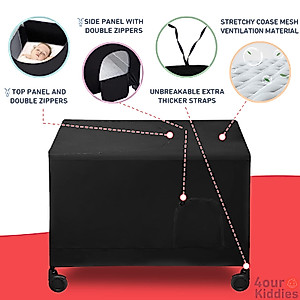 Blackout Cover for Pack N Play, Stretchy Breathable Travel Crib Canopy for Playard, Baby Darkening Crib Tent and Shade for Safeguard Indoor or Outdoor Sleeping, Playing, Napping