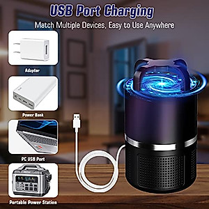 YOUNGDO Indoor Insect Trap Catcher & Mosquito Killer, Flies, Gnat, Moth, Bugs Trap Catch Insects Indoors with Suction, Bug Light & Sticky Glue (Black)