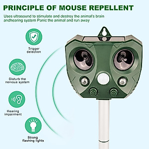 2024 Upgraded Animal Repellent,Cat Repellent Device,Squirrel Repellent,Waterproof Deer Repeller Motion Sensor,Sound and LED Flashing,Animal Repellent for Dog Bird Rabbit