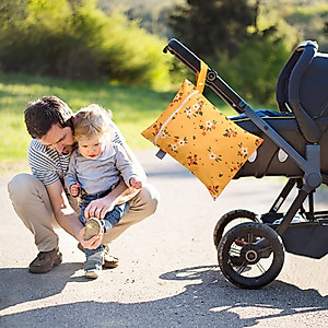 Happy Cherry Cloth Diaper Wet Dry Bags Waterproof Reusable with Two Zippered Pockets Travel Beach Pool Daycare Soiled Baby or Wet Clothes 2pcs 7.09 in x 9.84 in