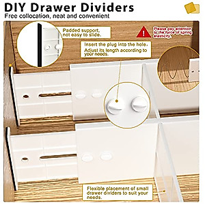 ARSTPEOE Drawer Dividers with 12 Inserts,16.9-23", Drawer Dividers for Clothes, Expandable Kitchen Drawer Organizer,Adjustable Drawer Separators for Bedroom Bathroom Dresser (6 Pack)