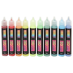 3D Fabric Paint 30 Colors with Sticker Stencils, Permanent Textile Paint Includes Neon, Metallic, Glitter for Clothing