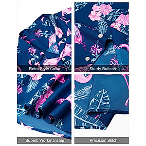 J.VER Men's Flamingos Hawaiian Shirts Casual Button Down Short Sleeve Shirt Printed Shorts Summer Beach Tropical Hawaii Shirt Suits