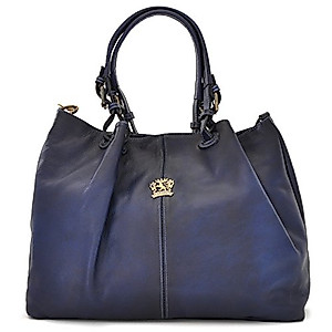 Pratesi Leather, Leather Bag for Women Collodi Woman Bag in cow leather - Bruce Blue
