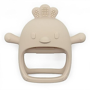 Smore Baby Silicone Teether Toy, Teether for Babies 0-6 Months, BPA Free, Anti Dropping Wrist Hand Teethers Baby Chew Toys, for Sucking Needs, for Soothing Teething Pain Relief (Beige)