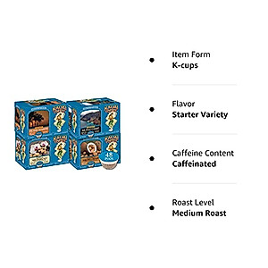 Kauai Coffee Starter Variety Pack of Island Sunrise, Na Pali Coast, Vanilla Macadamia Nut, Coconut Caramel Crunch –Compatible with Keurig Pods K-Cup Brewers (4 Packs of 12 Single-Serve Cups)