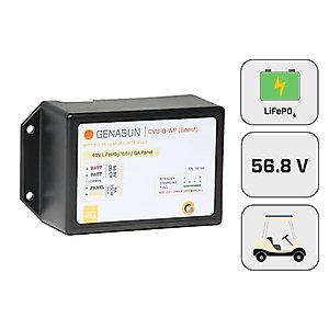 Genasun GVB-8-Li-56.8V-WP, 8 A (Input) 350 W Solar Panel, Waterproof Voltage Boosting MPPT Solar Charge Controller for 48 V Nominal 16S LiFePO4 Batteries (Golf Carts, Electric Boats, etc.)